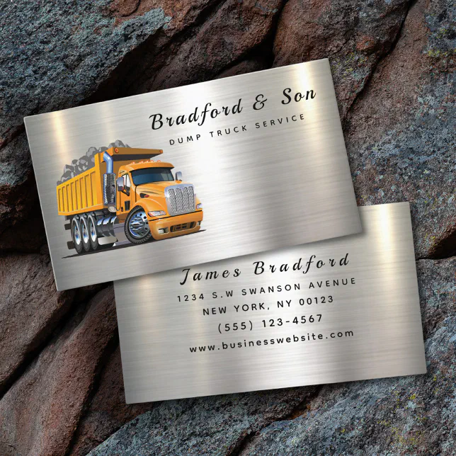 Professional Dump Truck Service Company Chrome Business Card | Zazzle