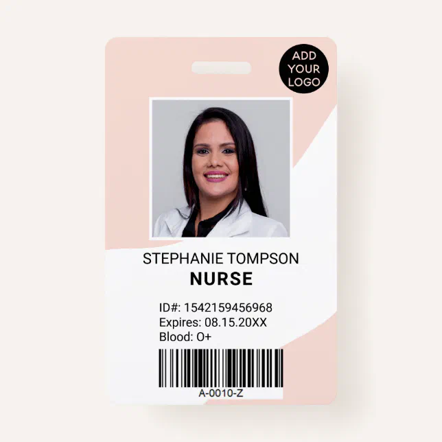 Professional editable pink nurse photo logo code badge | Zazzle