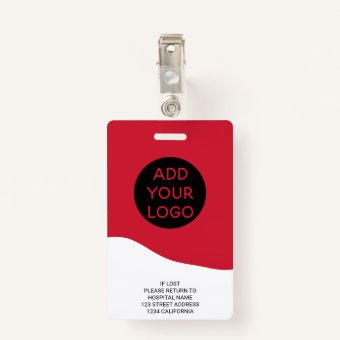 Professional editable red nurse photo logo code badge | Zazzle