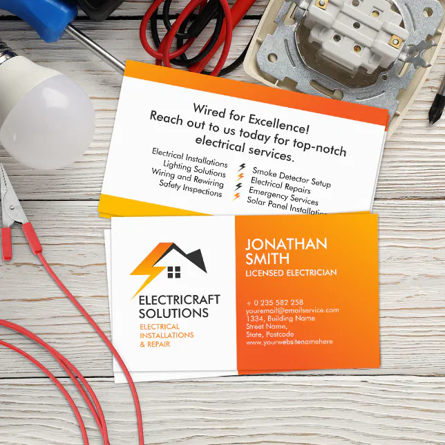 Professional Electrical Contractor - Electrician Business Card | Zazzle