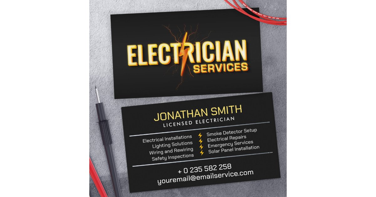 Professional Electrical Contractor - Electrician Business Card | Zazzle