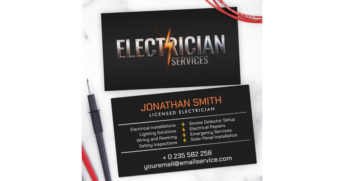 Professional Electrical Contractor - Electrician Business Card | Zazzle