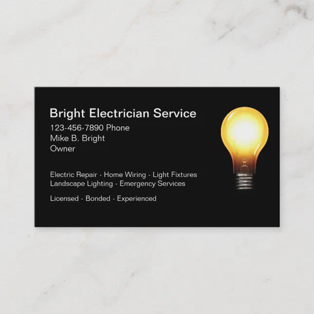 Professional Electrician Business Card | Zazzle