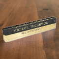 Professional Elegant Black and Gold Desk Name Plate | Zazzle