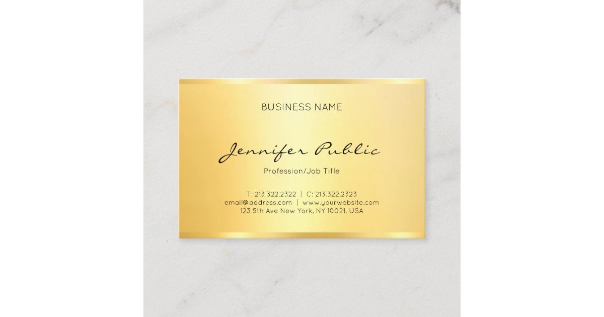 Professional Elegant Faux Gold Minimalist Modern Business Card | Zazzle