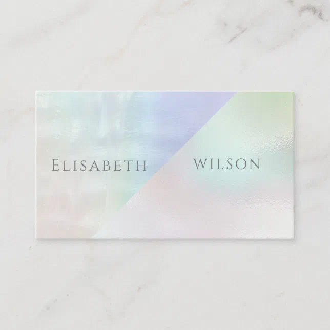 Professional elegant iridescent pearl holographic business card | Zazzle