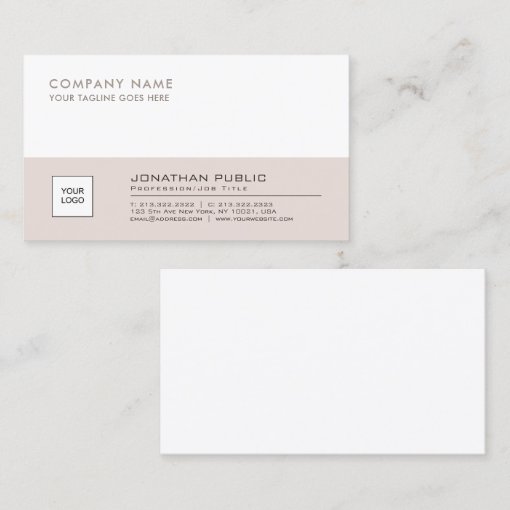 Professional Elegant Logo Plain Corporate Beige Business Card | Zazzle