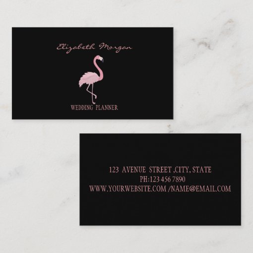 Professional Elegant Modern Black,Pink Flamingo Business Card | Zazzle