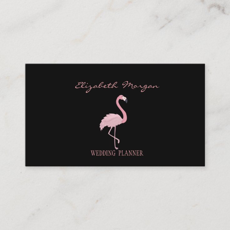 Professional Elegant Modern Black,Pink Flamingo Business Card | Zazzle