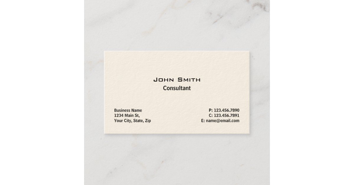 Professional Elegant Modern Plain Simple Cream Business Card | Zazzle
