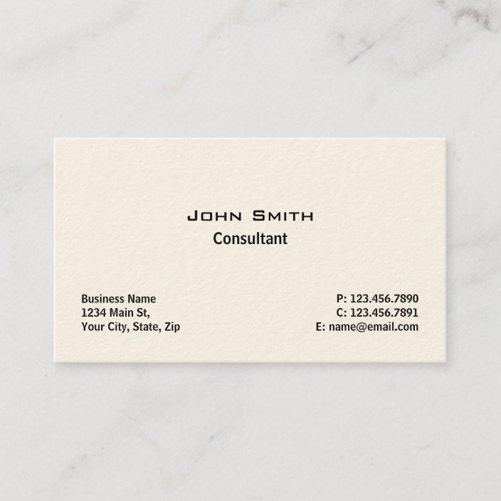 Professional Elegant Modern Plain Simple Cream Business Card | Zazzle.com