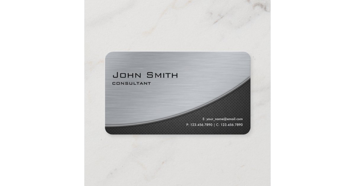 Professional Elegant Modern Silver Rounded Corners Business Card | Zazzle