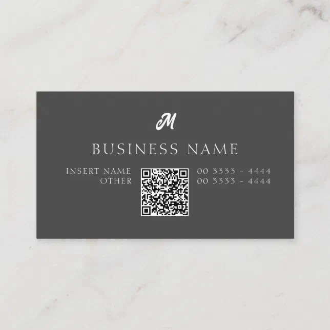 Professional Elegant Monogram Dark Grey Business Card | Zazzle