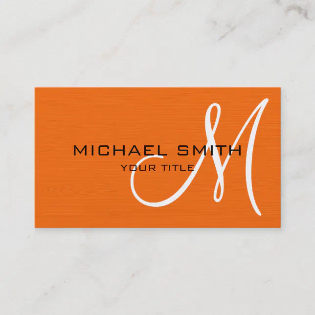 Professional Elegant Monogram Plain Dark Orange Business Card | Zazzle