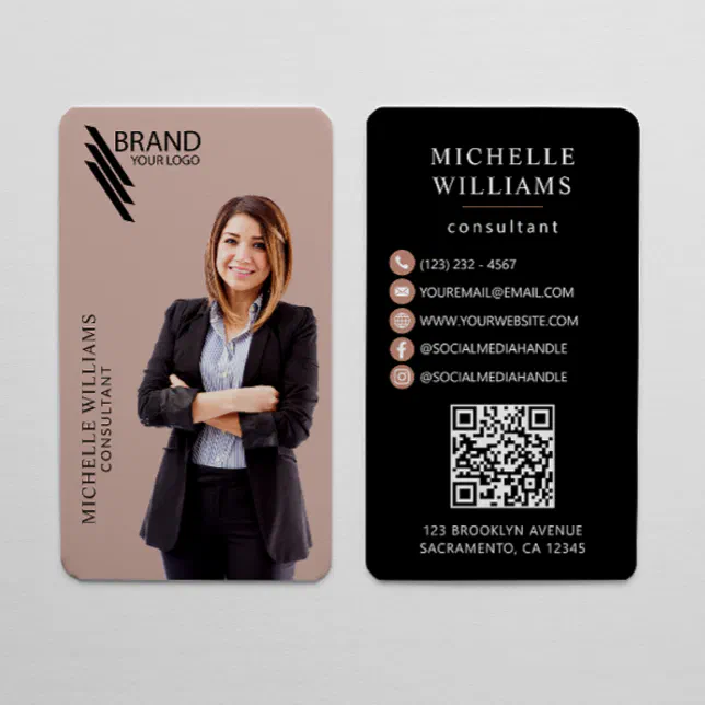 Professional Elegant Photo And Logo Business Card | Zazzle