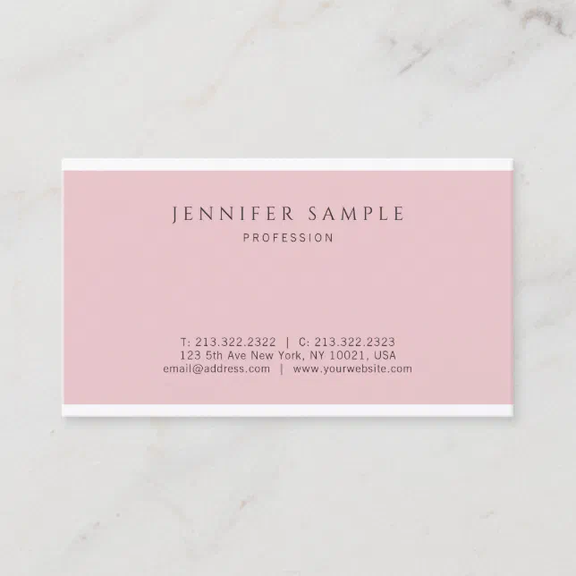 Professional Elegant Pink Modern Simple Design Business Card | Zazzle