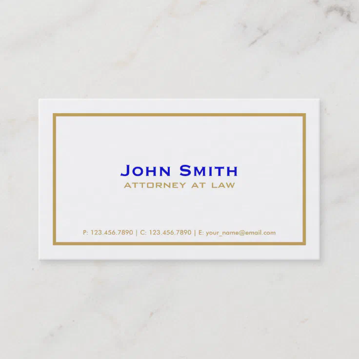 Professional Elegant Plain Simple Attorney White Business Card | Zazzle
