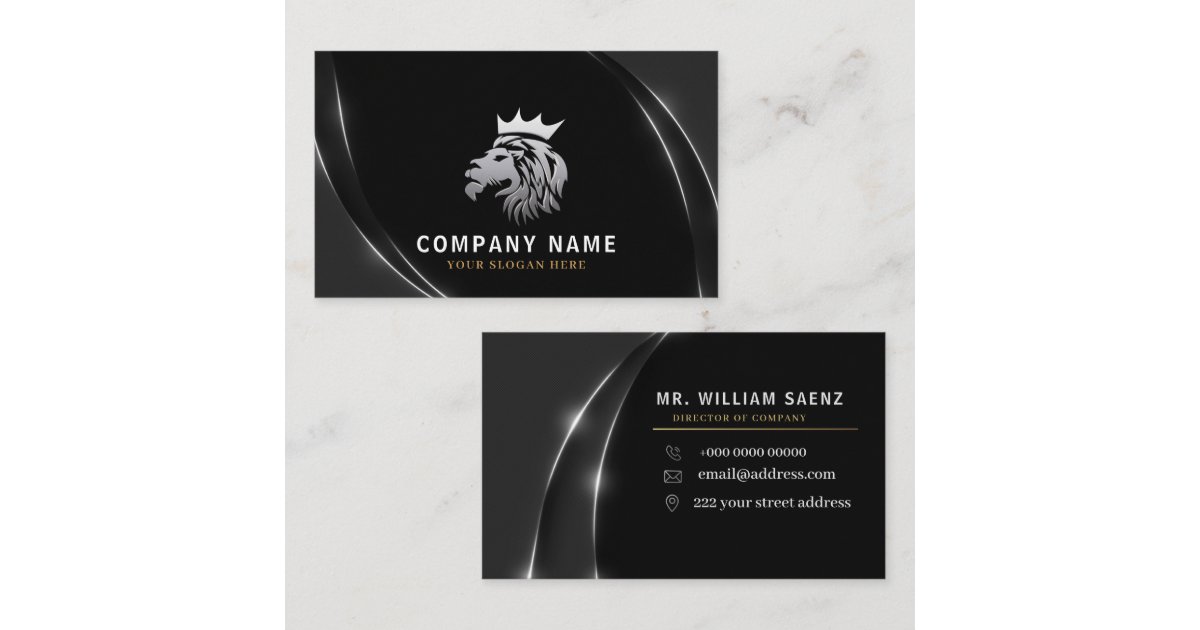 Professional Elegant Silver Lion Logo Business Card | Zazzle