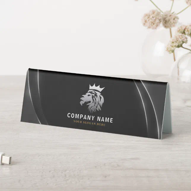Professional Elegant Silver Lion Logo Table Tent Sign | Zazzle
