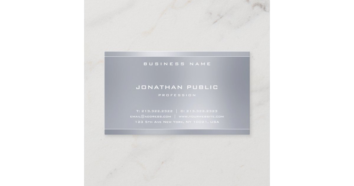 Professional Elegant Silver Look Template Modern Business Card | Zazzle