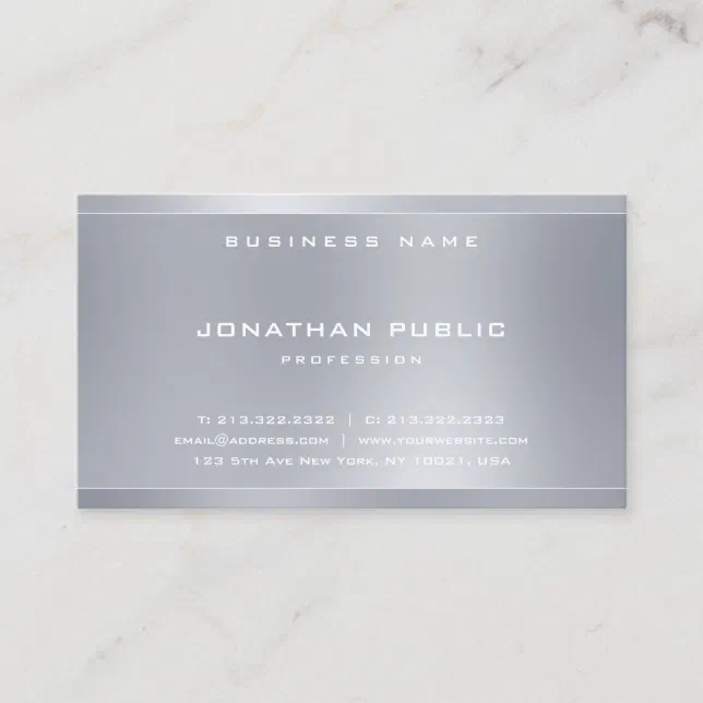 Professional Elegant Silver Look Template Modern Business Card | Zazzle