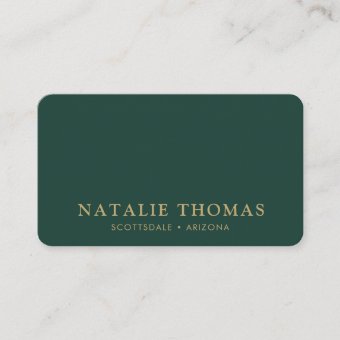 Professional Elegant Simple Emerald Green and Gold Business Card | Zazzle