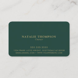 Professional Elegant Simple Emerald Green and Gold Business Card | Zazzle