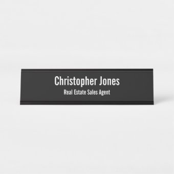 Professional Elegant Simple Office Executive Title Desk Name Plate | Zazzle