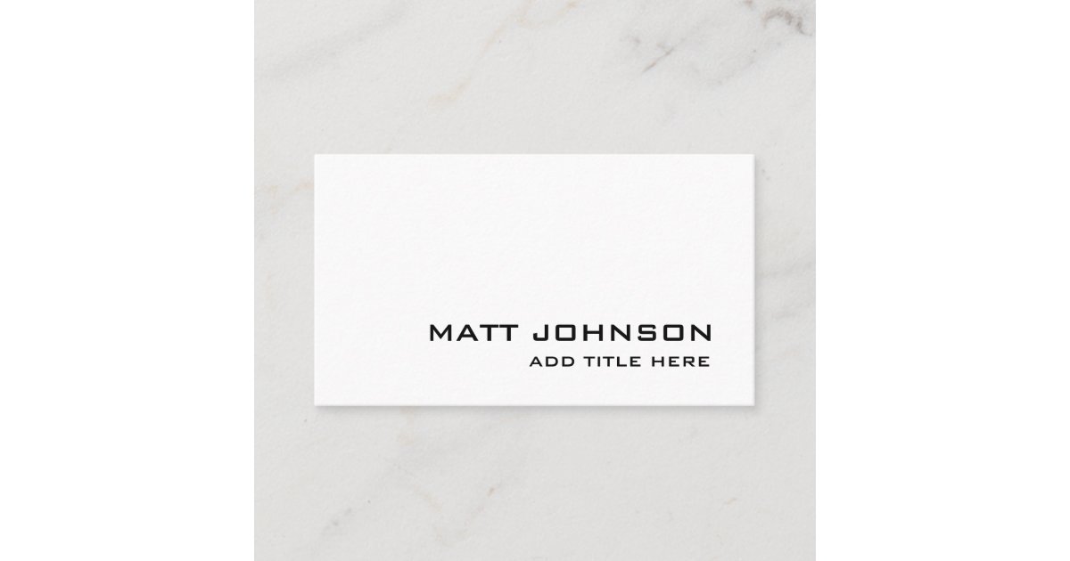 Professional Elegant Simple White Business Card | Zazzle