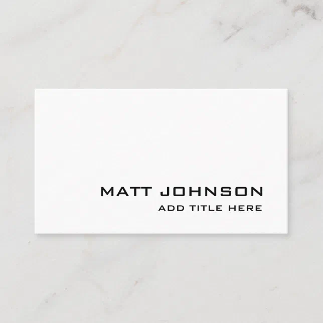 Professional Elegant Simple White Business Card | Zazzle