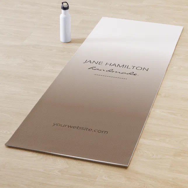 Professional Elegant White and Brown Exercise Mat | Zazzle