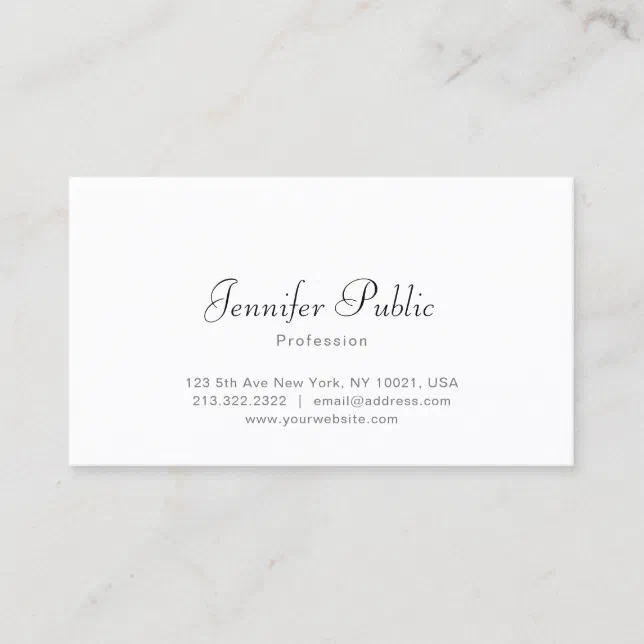 Professional Elegant White Modern Simple Template Business Card | Zazzle