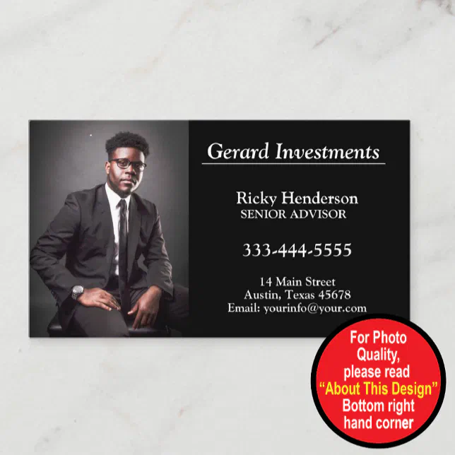 Professional Employee Photo Business Card | Zazzle