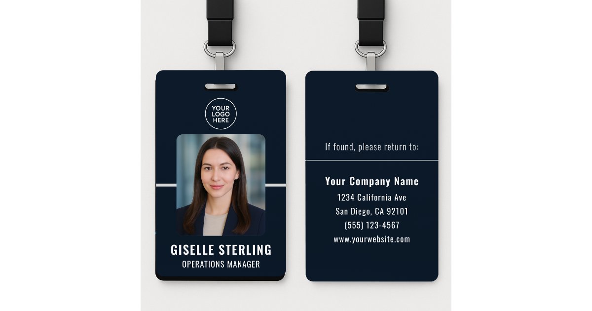 Professional Employee Photo ID Company Work Badge | Zazzle