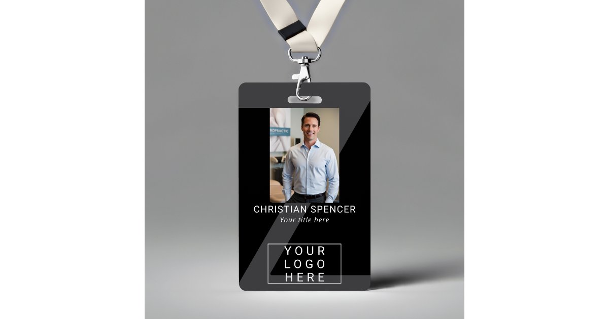 Professional Event ID Lanyard name QR code photo Badge | Zazzle