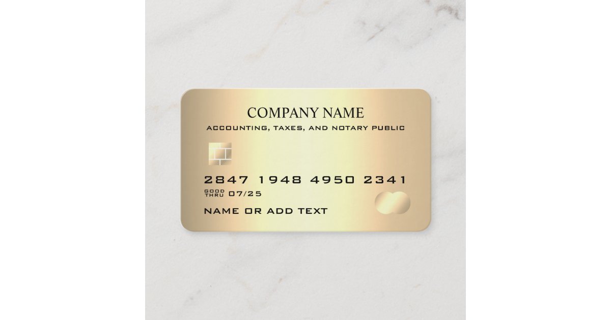 Professional Faux Gold Credit Card Business Card | Zazzle