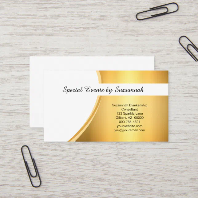 Professional Faux Gold Template Text Only Business Card | Zazzle