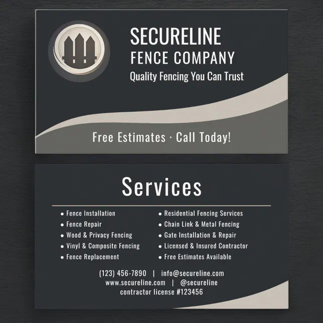 Professional Fencing Fence Builder Repair Company Business Card | Zazzle