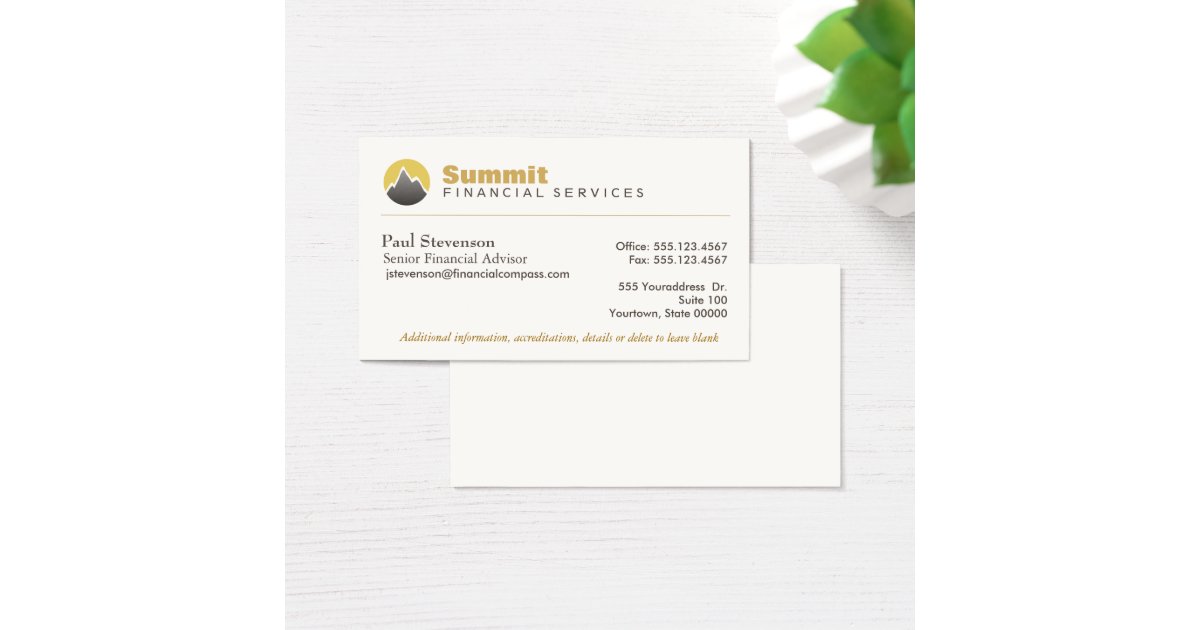 Professional Financial Advisor & Analyst Finance Business Card | Zazzle