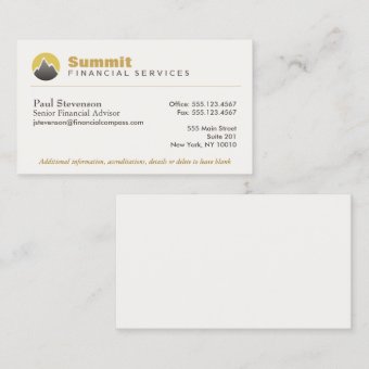Professional Financial Advisor & Analyst Finance Business Card | Zazzle