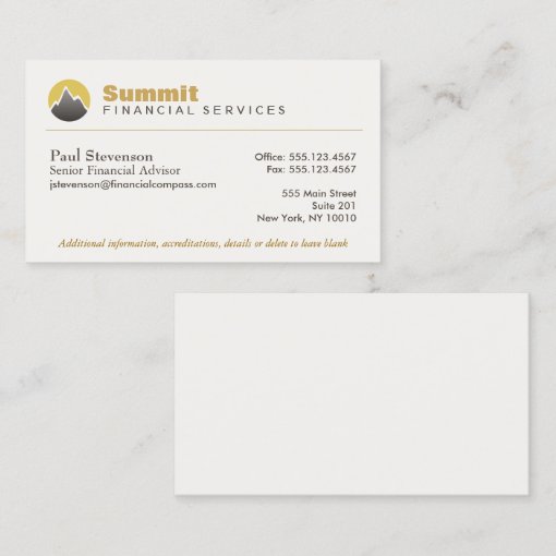 Professional Financial Advisor & Analyst Finance Business Card | Zazzle