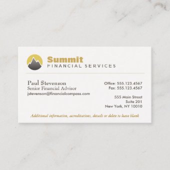 Professional Financial Advisor & Analyst Finance Business Card | Zazzle