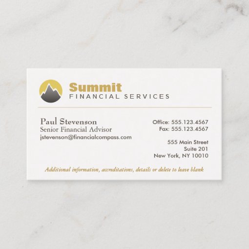 Professional Financial Advisor & Analyst Finance Business Card | Zazzle
