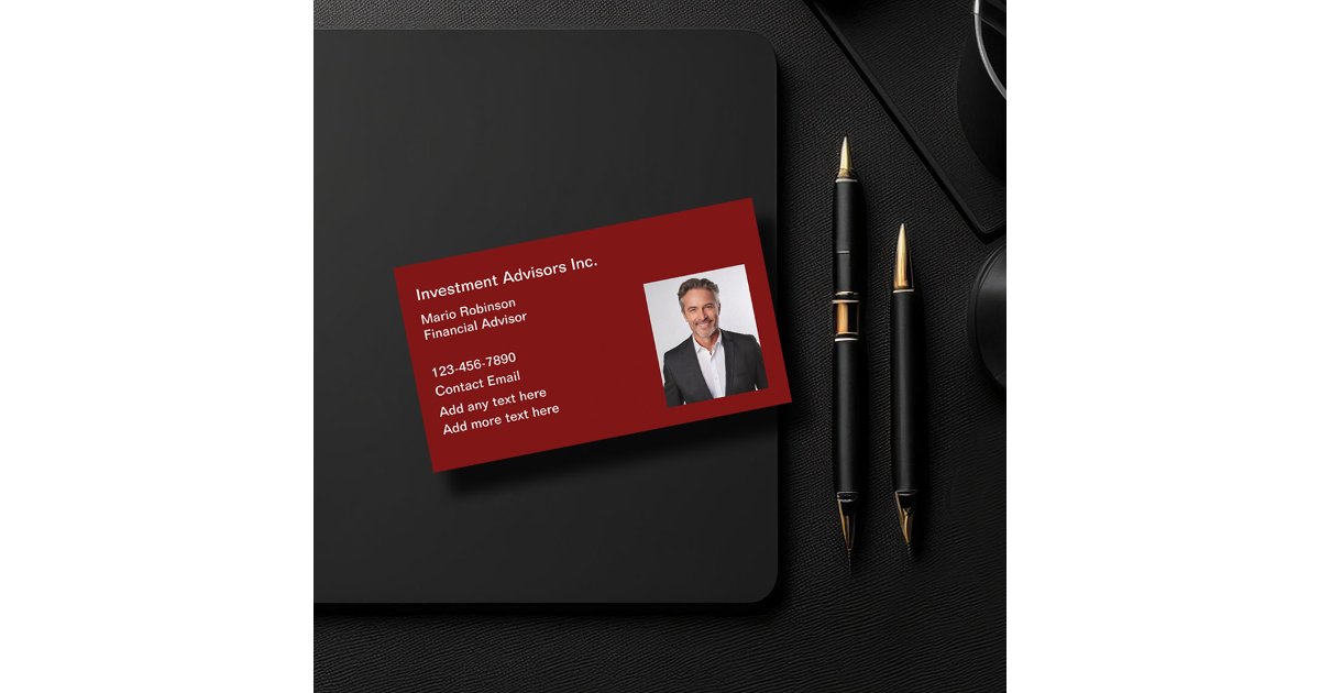 Professional Financial Advisor Photo Business Card | Zazzle