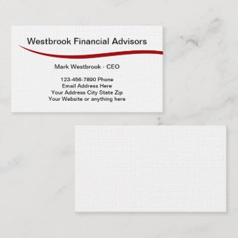 Professional Financial Advisors Business Card | Zazzle