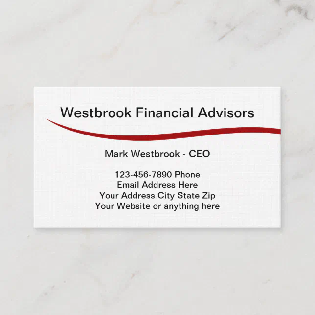 Professional Financial Advisors Business Card | Zazzle