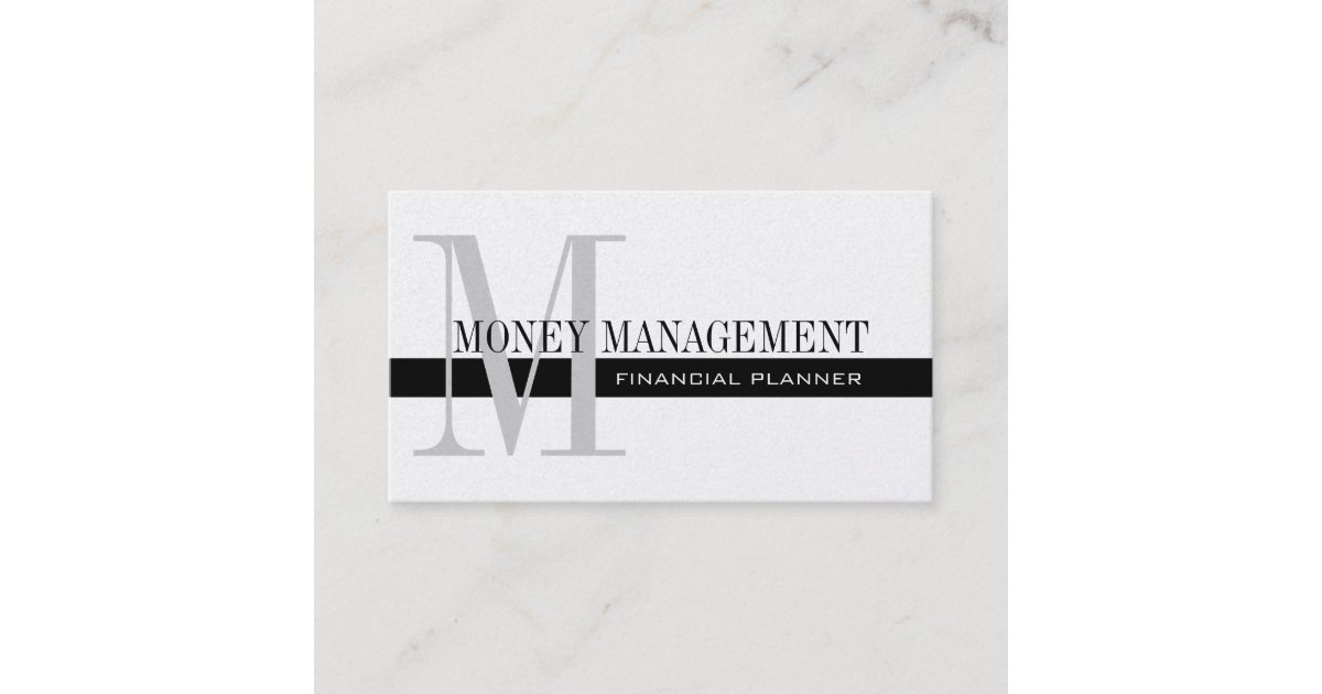 Professional Financial Planner Silver Black Business Card | Zazzle