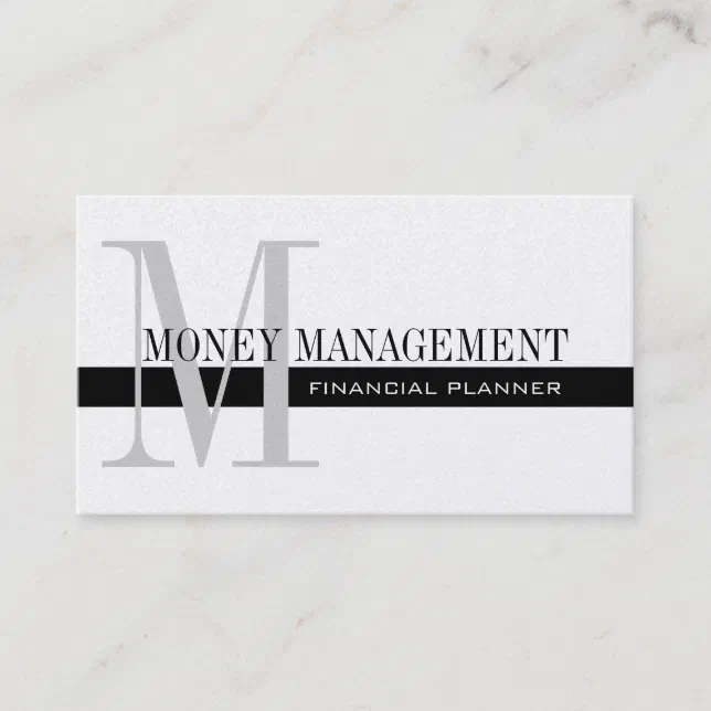 Professional Financial Planner Silver Black Business Card | Zazzle