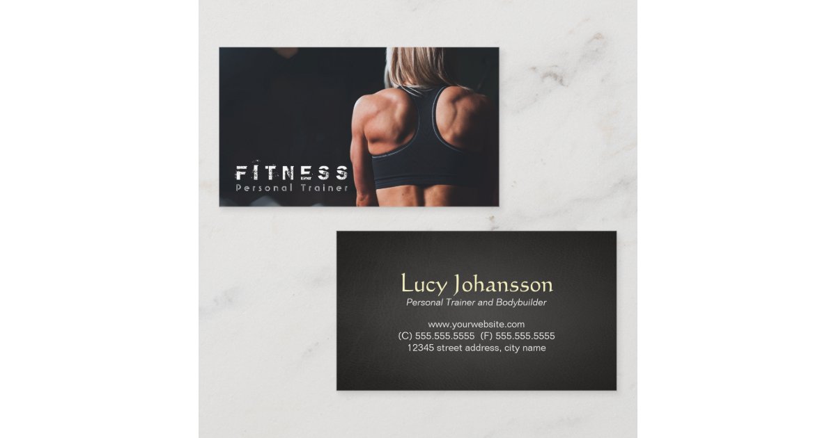 Professional Fitness Personal Trainer muscle Business Card | Zazzle