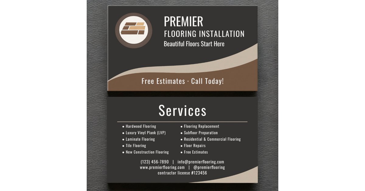 Professional Flooring Installation Company Business Card | Zazzle